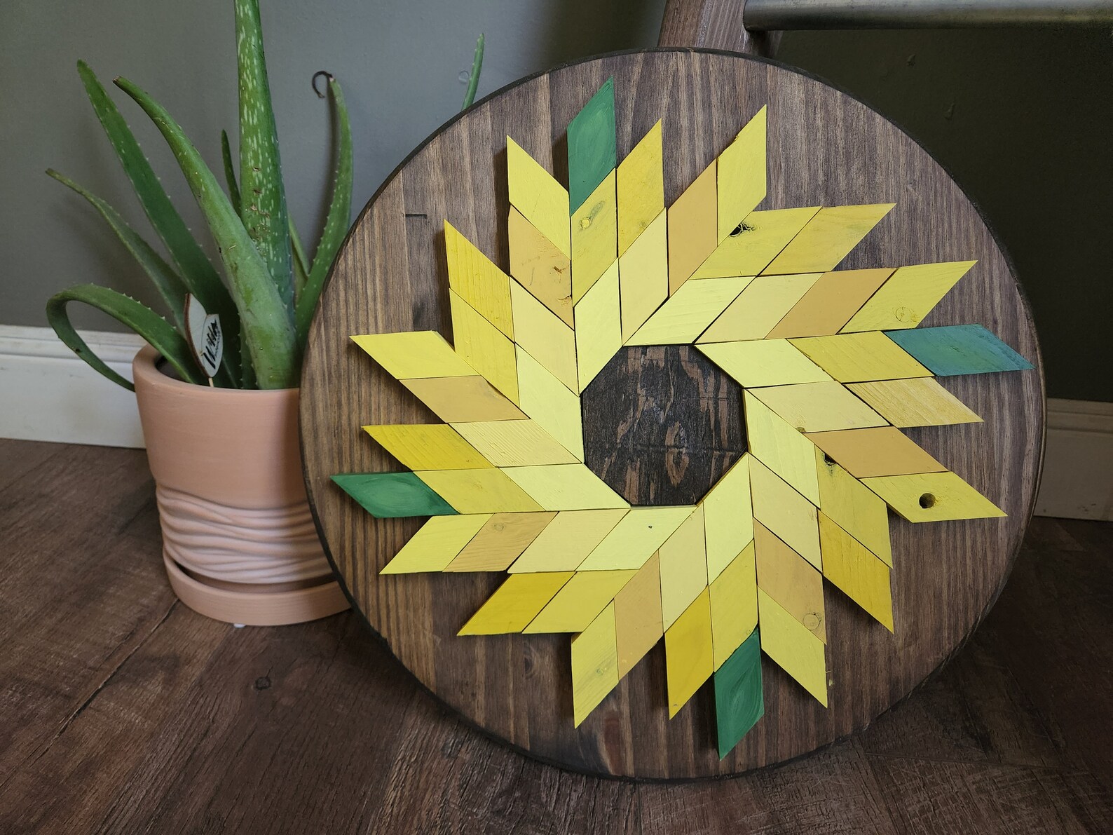 Geometric Wooden Wall Art Sunflower - Etsy