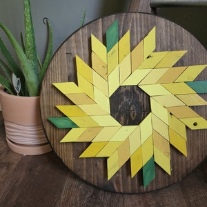 Geometric Wooden Wall Art Sunflower - Etsy