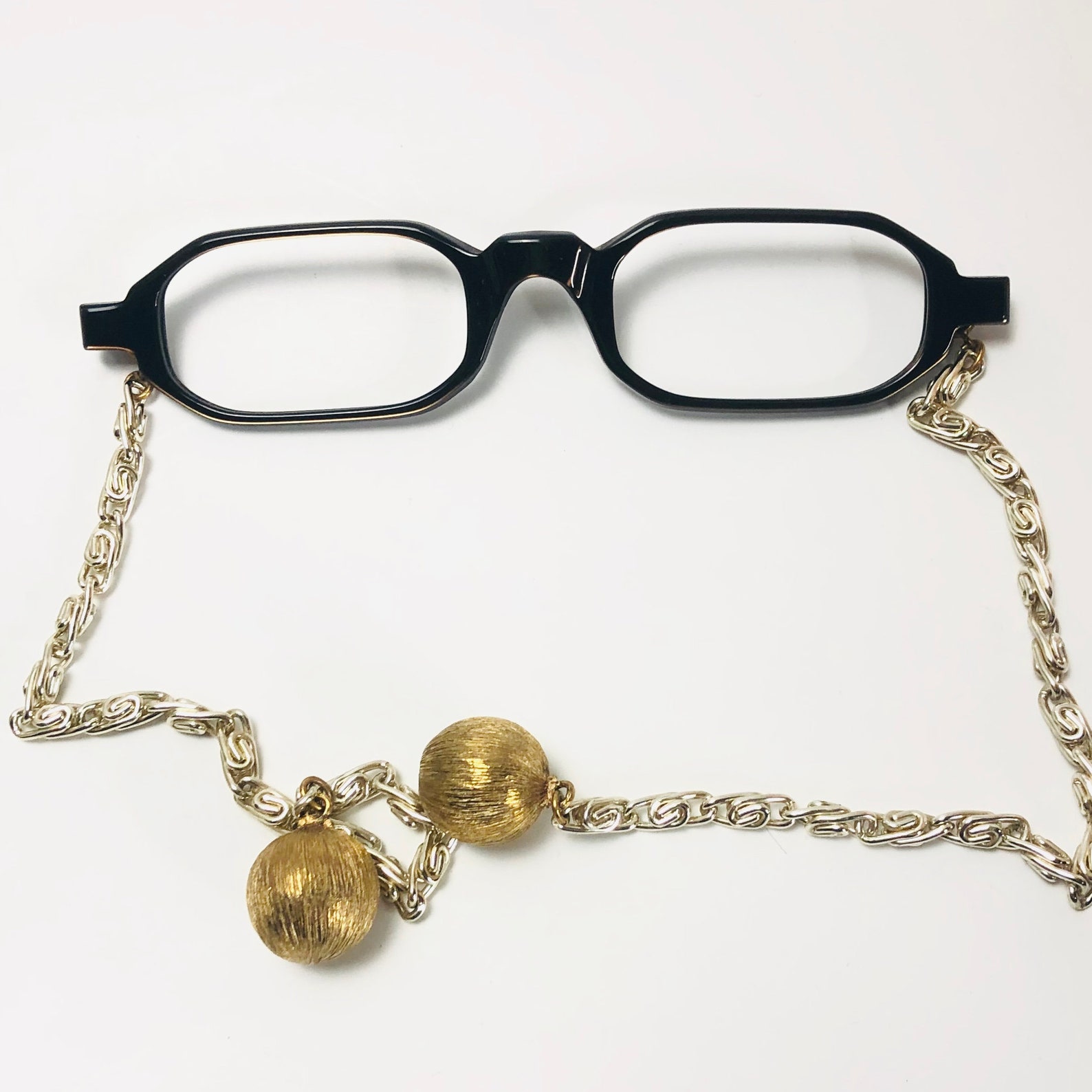 Vintage Chain Arm Eyeglasses Rectangular Brown Bronze | Etsy