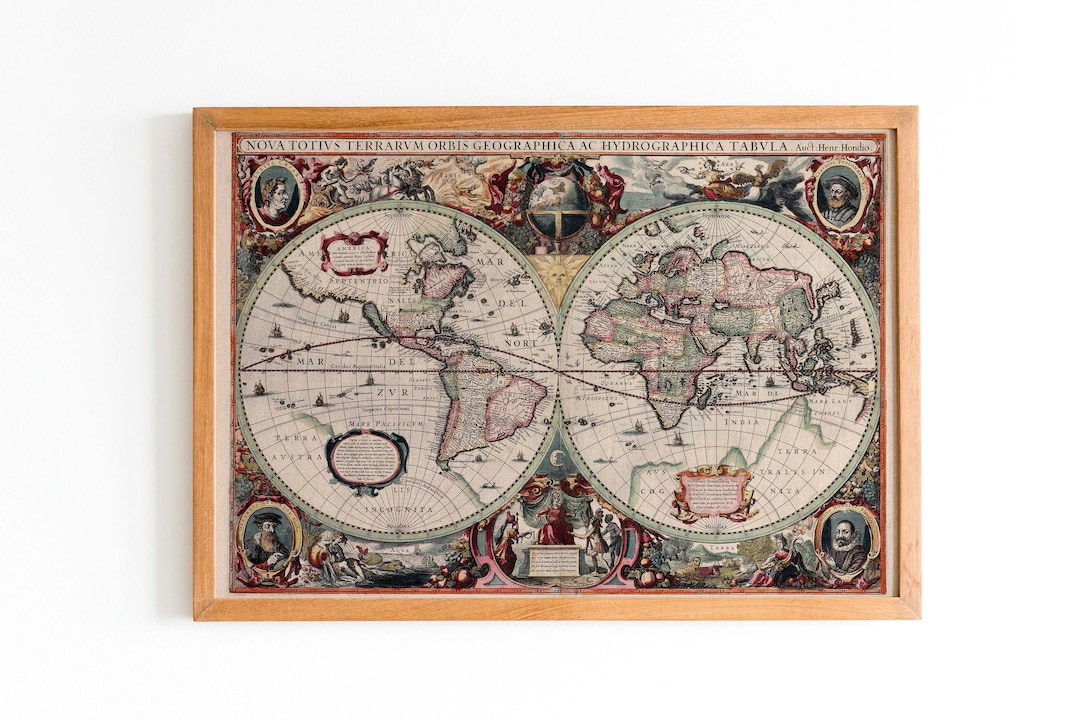 1600s Old Map of the World | High Resolution Printable | Digital ...