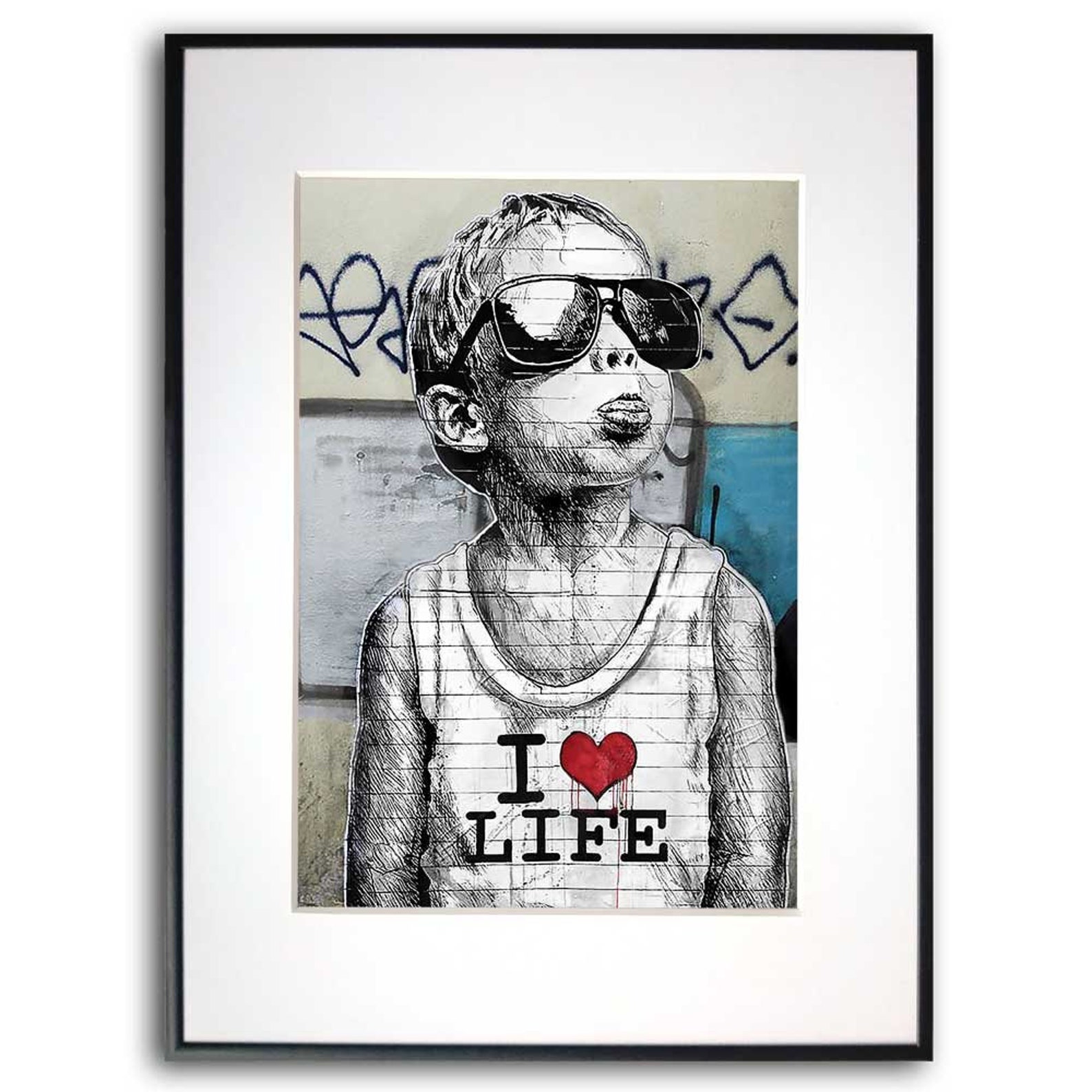 Banksy I Love Life - Banksy Mural, Banksy Reproduction, Street Canvas ...