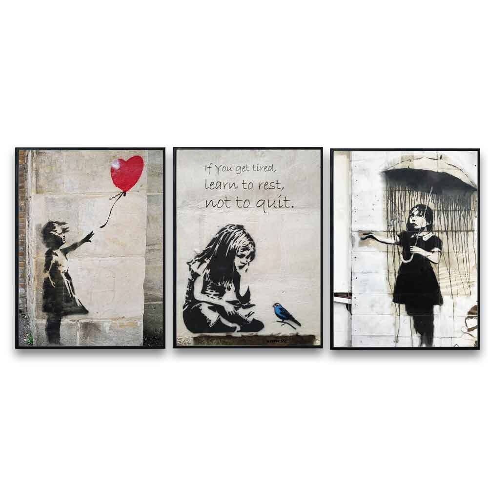 Banksy Print Set of 3 Canvas Poster Banksy Street Art for Home - Etsy