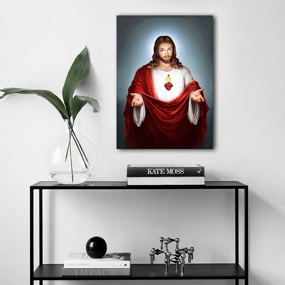 Heart of Jesus Jesus Christ Canvas or Poster Print on Canvas Jesus Wall ...
