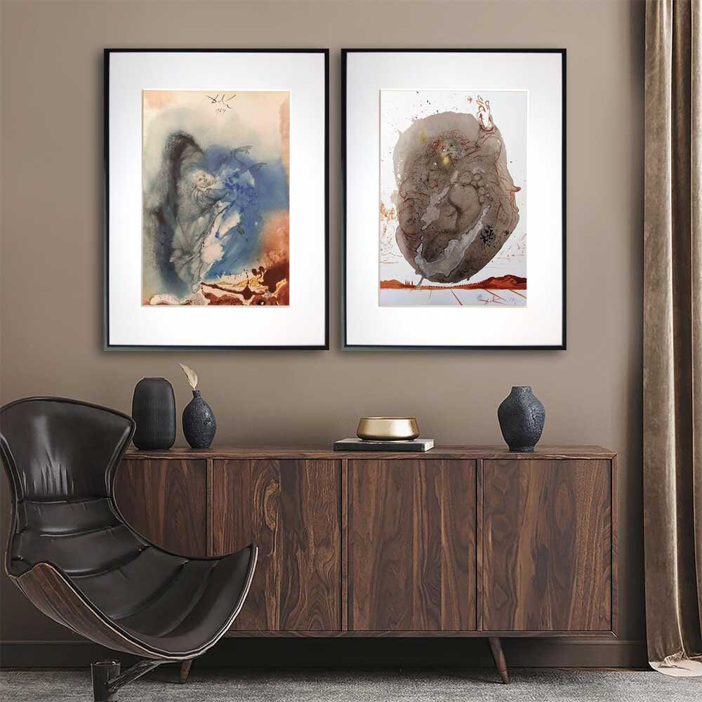 Set of 2 Creation of Adam and Animals Bible Sacra by Salvador Dali ...