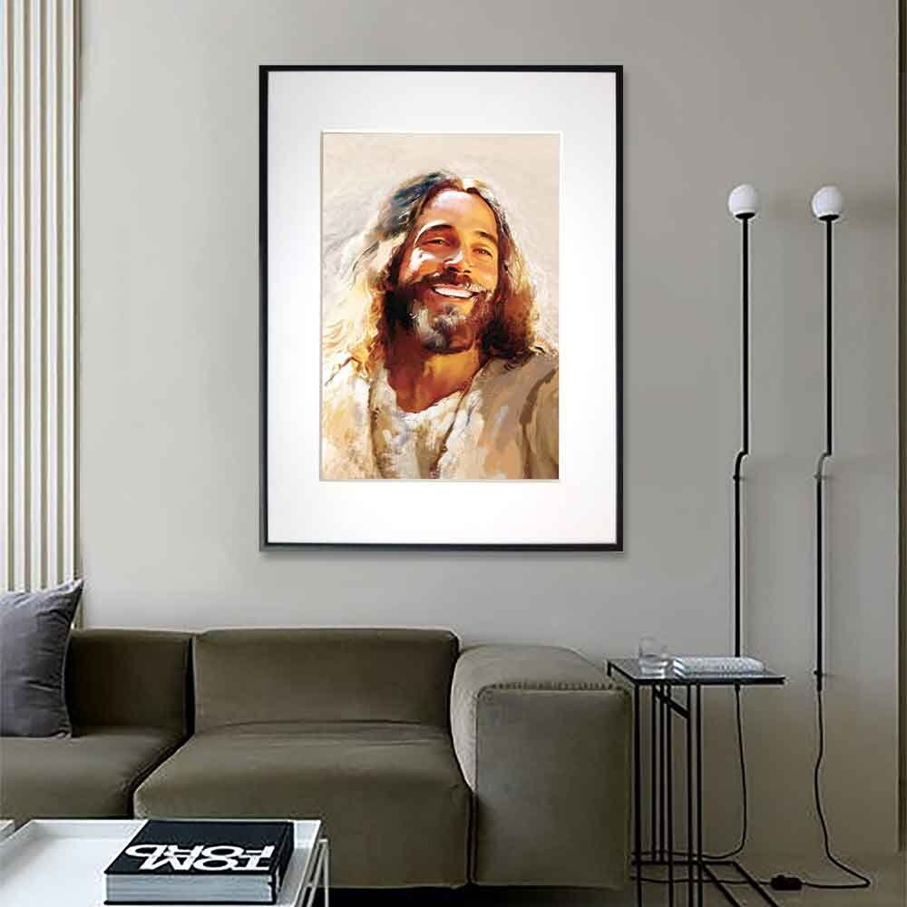 Jesus Christ Smiling Laughing Christian Catholic Painting Prints Canvas ...