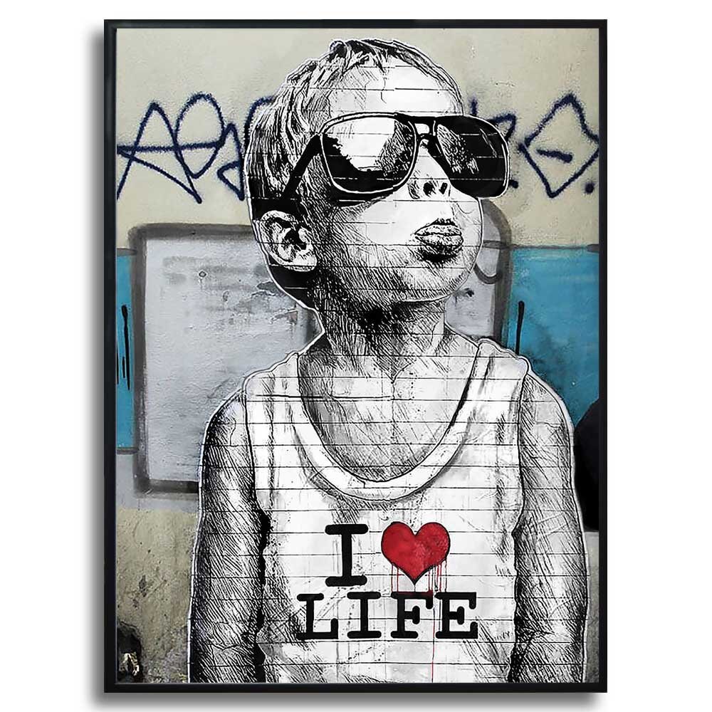 Banksy I Love Life Banksy Mural, Banksy Reproduction, Street Canvas ...