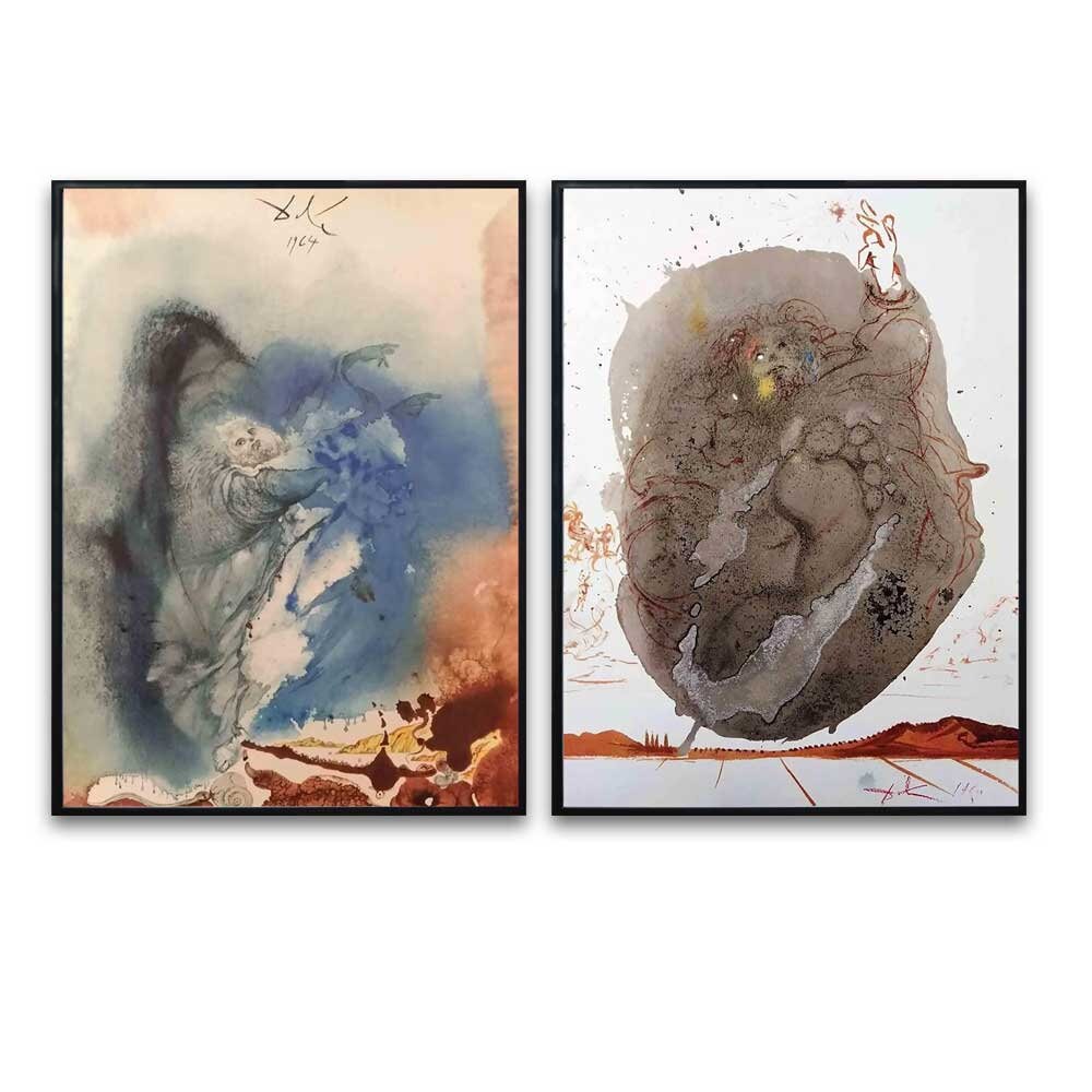 Set of 2 Creation of Adam and Animals Bible Sacra by Salvador Dali ...