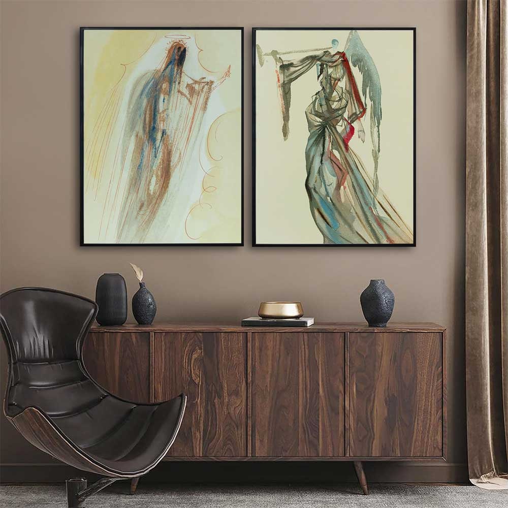 Set of 2 Angels Art by Salvador Dali Poster Canvas Bible Art Angel Wall ...