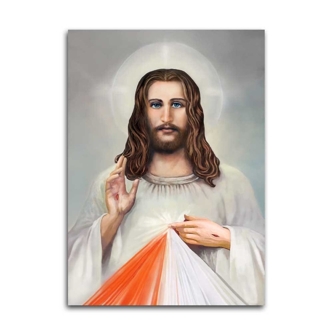JESUS CHRIST MERCIFUL Jesus Christ Portrait Face Christian Wall Art ...