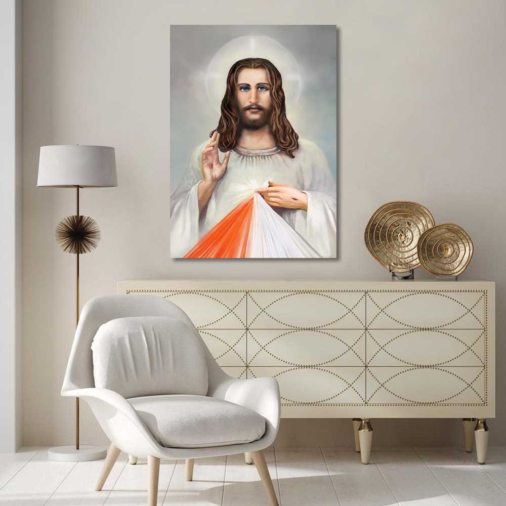 JESUS CHRIST MERCIFUL Jesus Christ Portrait Face Christian Wall Art ...