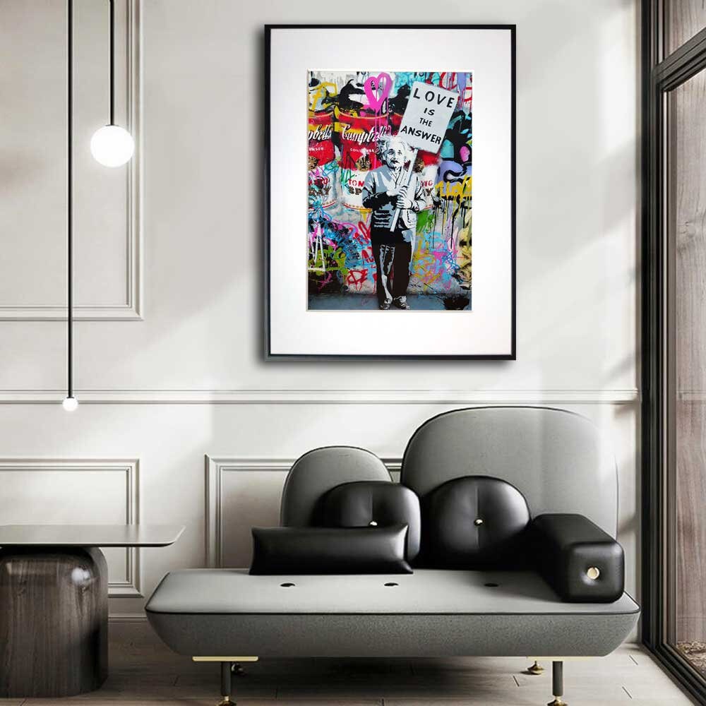 Banksy Street Art Love Is The Answer Einstein Wall Art Print Graffiti