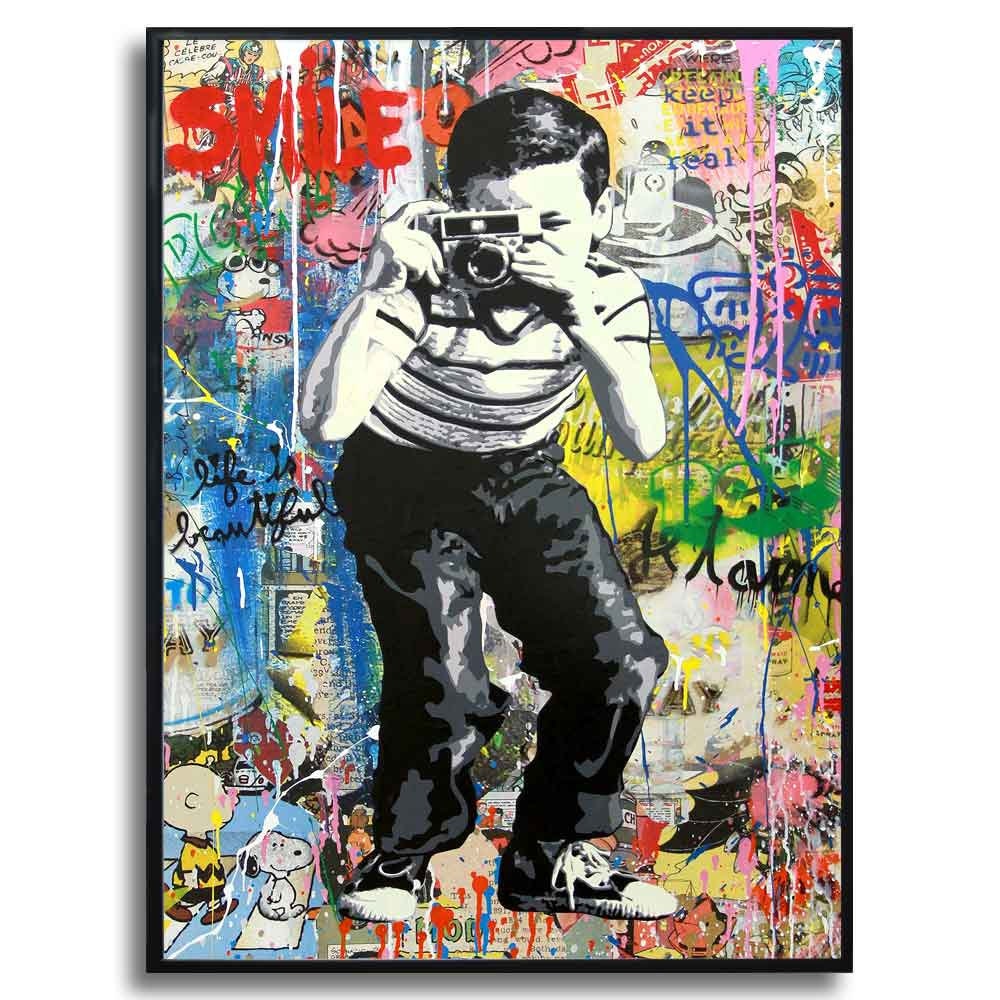 Banksy Camera Boy Graffiti Print Street Art Canvas Framed Poster Banksy ...