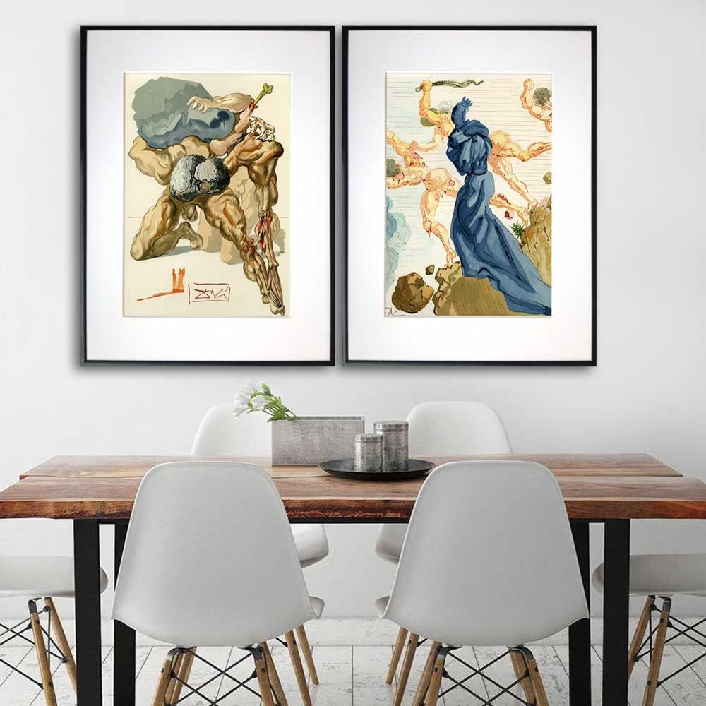 Set of 2 Hell by Salvador Dali Divine Comedy Poster Canvas Print Bible ...