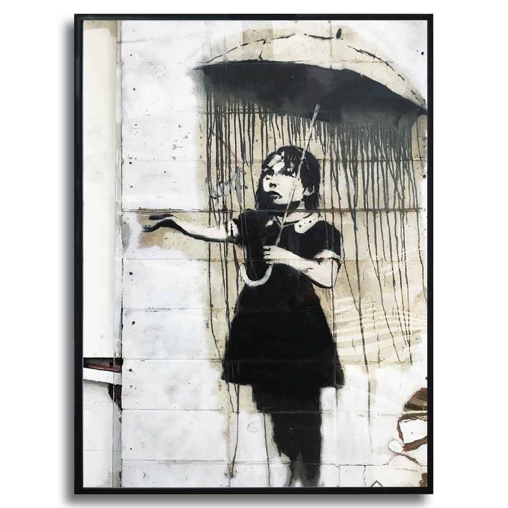 Banksy Umbrella Girl - Wall Art Canvas Print, Banksy Girl With Umbrella ...