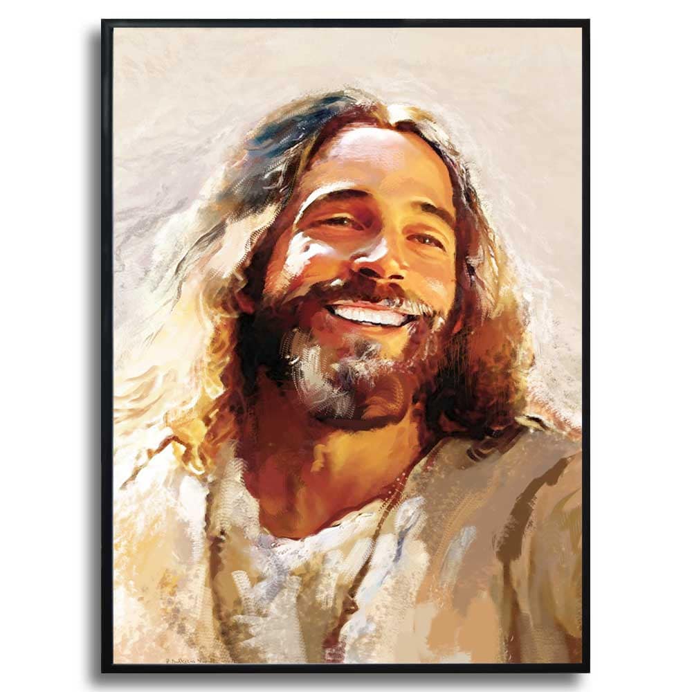 Jesus Christ Smiling Laughing Christian Catholic Painting Prints Canvas ...