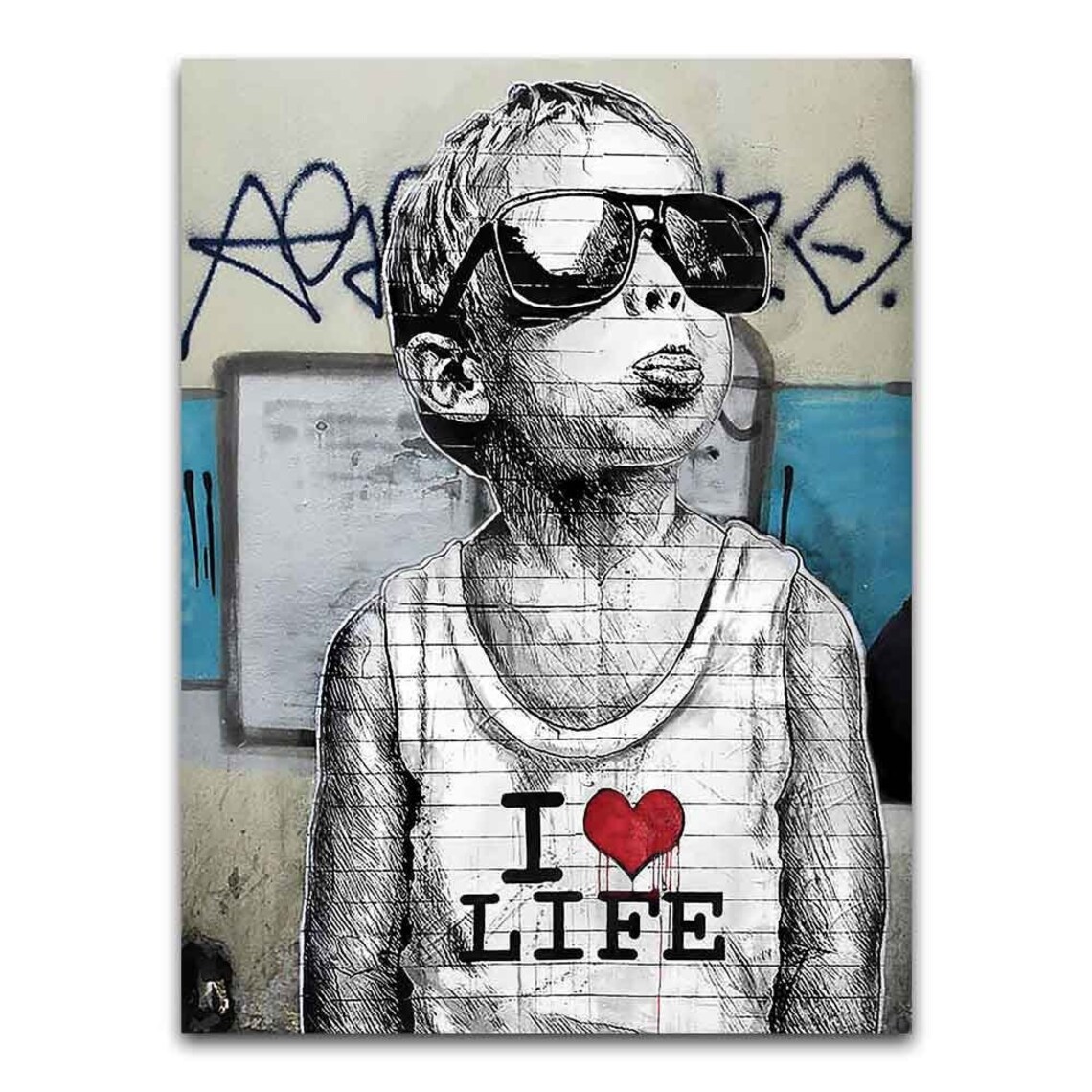 Banksy I Love Life - Banksy Mural, Banksy Reproduction, Street Canvas ...