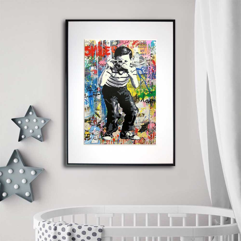 Banksy Camera Boy Graffiti Print Street Art Canvas Framed Poster Banksy ...