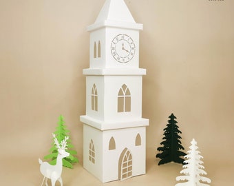 3D Paper House Template, Paper Church, Paper Christmas Village, DIY ...