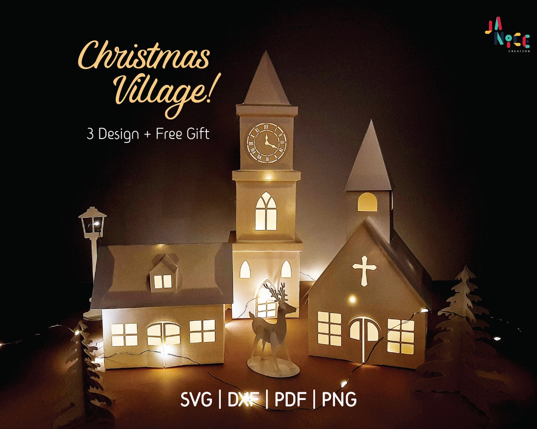 3D Paper House Template SVG, Church Clock Tower House , Paper Christmas ...
