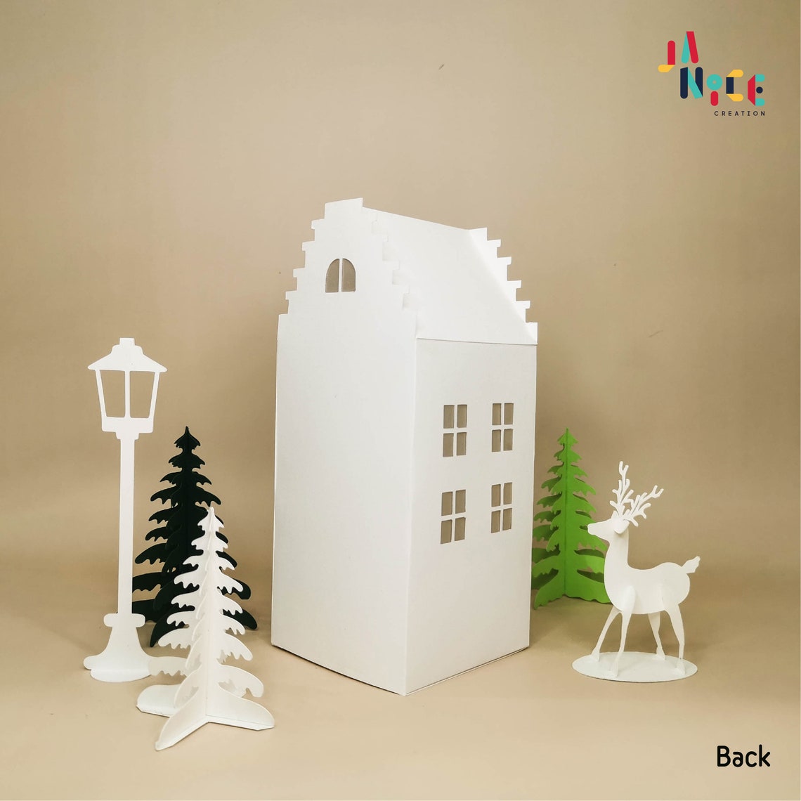 3D Paper House Template, Paper Dutch House, Paper Christmas Village ...
