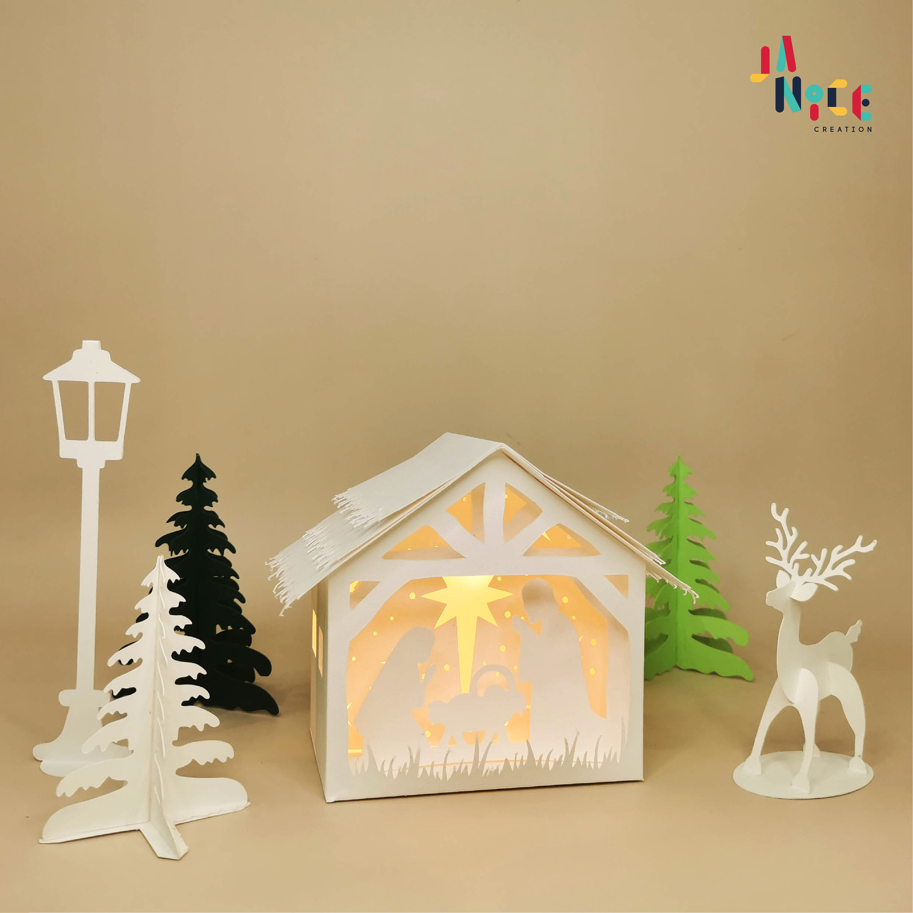 3D Paper House Template, Paper Manger, Paper Christmas Village, DIY ...