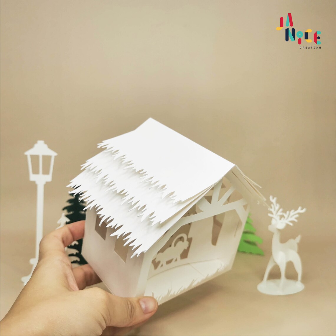 3D Paper House Template, Paper Manger, Paper Christmas Village, DIY ...