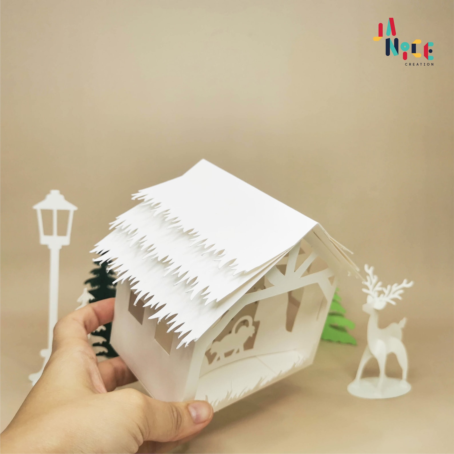 3D Paper House Template, Paper Manger, Paper Christmas Village, DIY ...