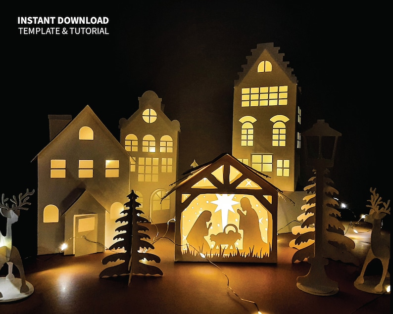 3D Paper House Template SVG, Manger Dutch House , Paper Christmas ...