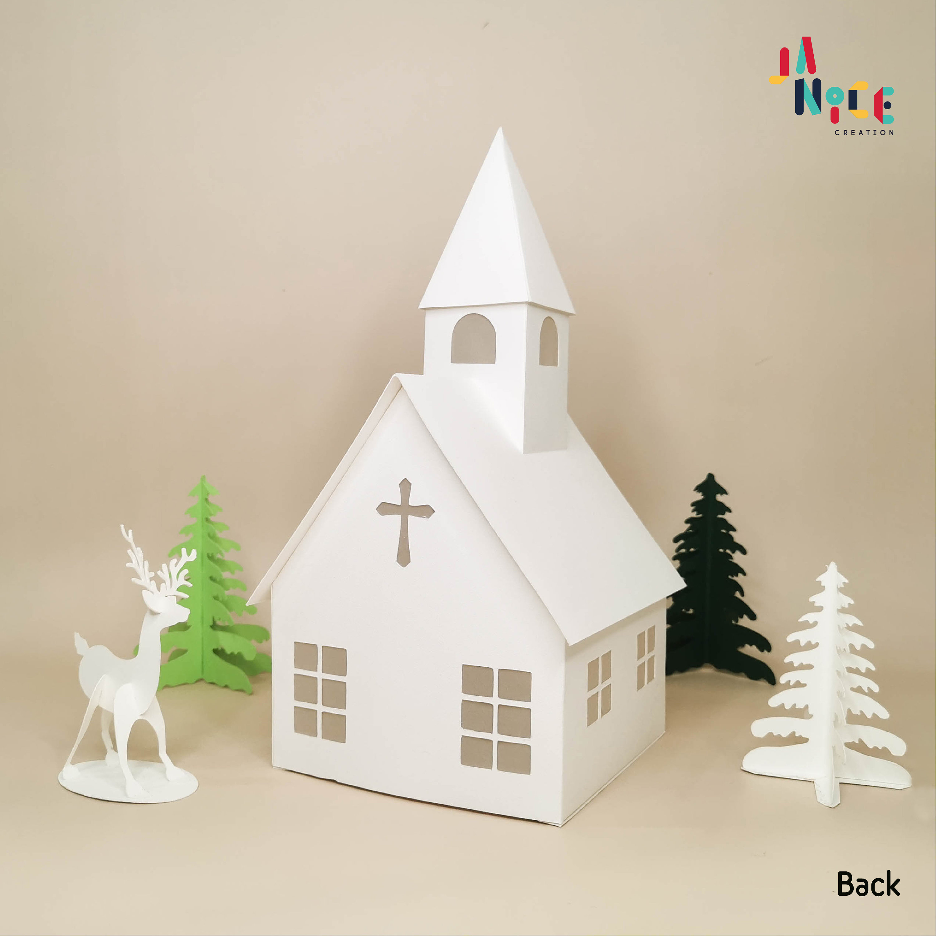 3D Paper House Template, Paper Church, Paper Christmas Village, DIY ...