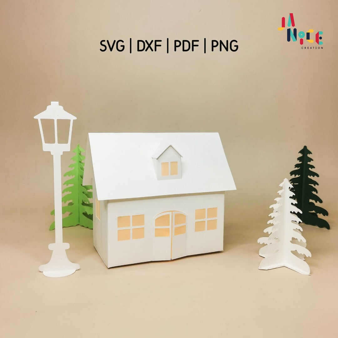 3D Paper House Template, Paper House, Paper Christmas Village, DIY ...