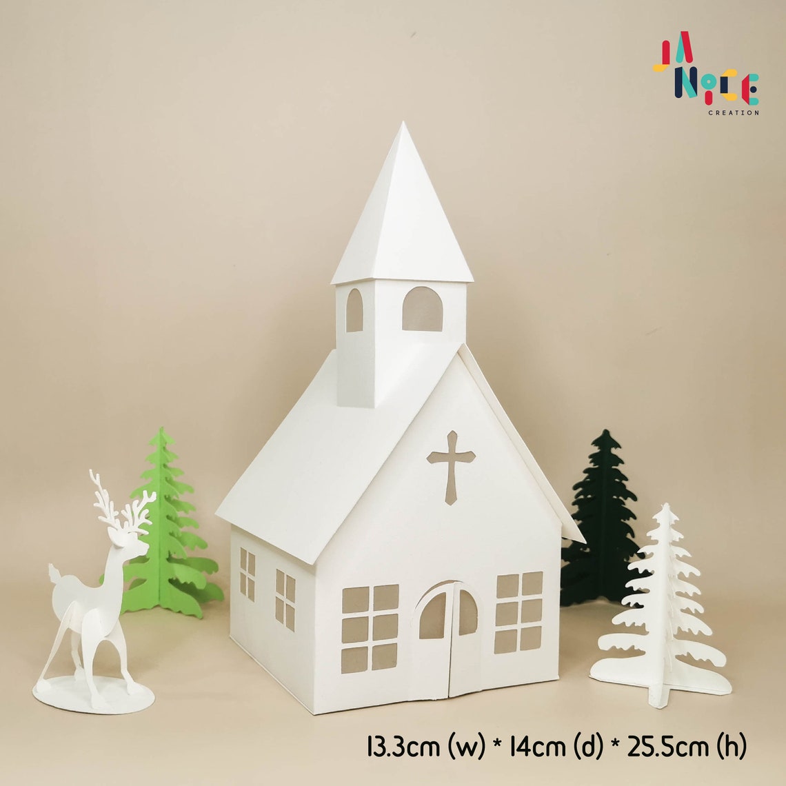 3D Paper House Template, Paper Church, Paper Christmas Village, DIY ...