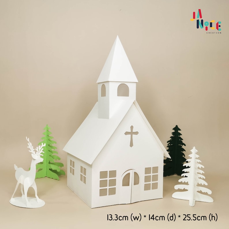 3D Paper House Template, Paper Church, Paper Christmas Village, DIY ...