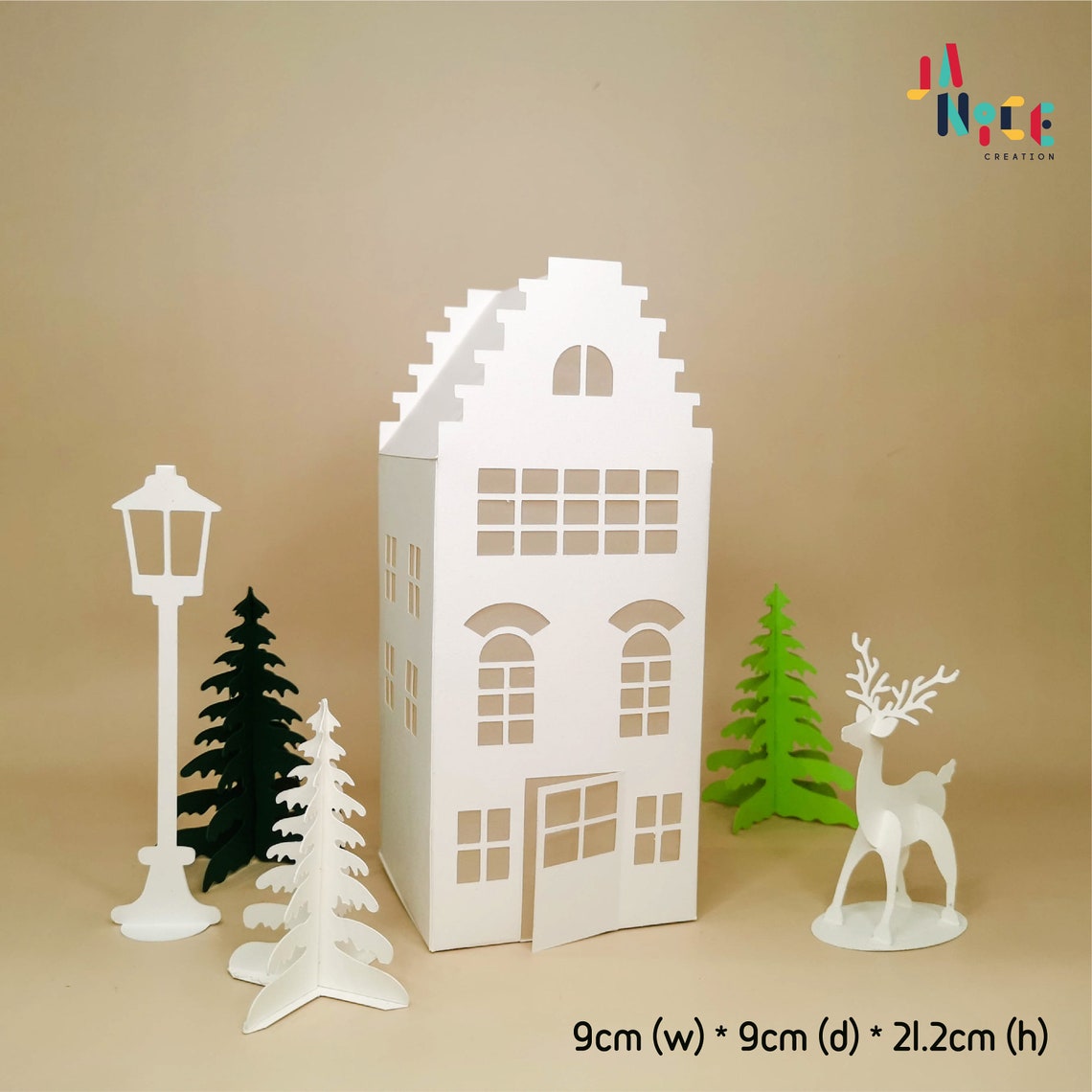 3D Paper House Template, Paper Dutch House, Paper Christmas Village ...