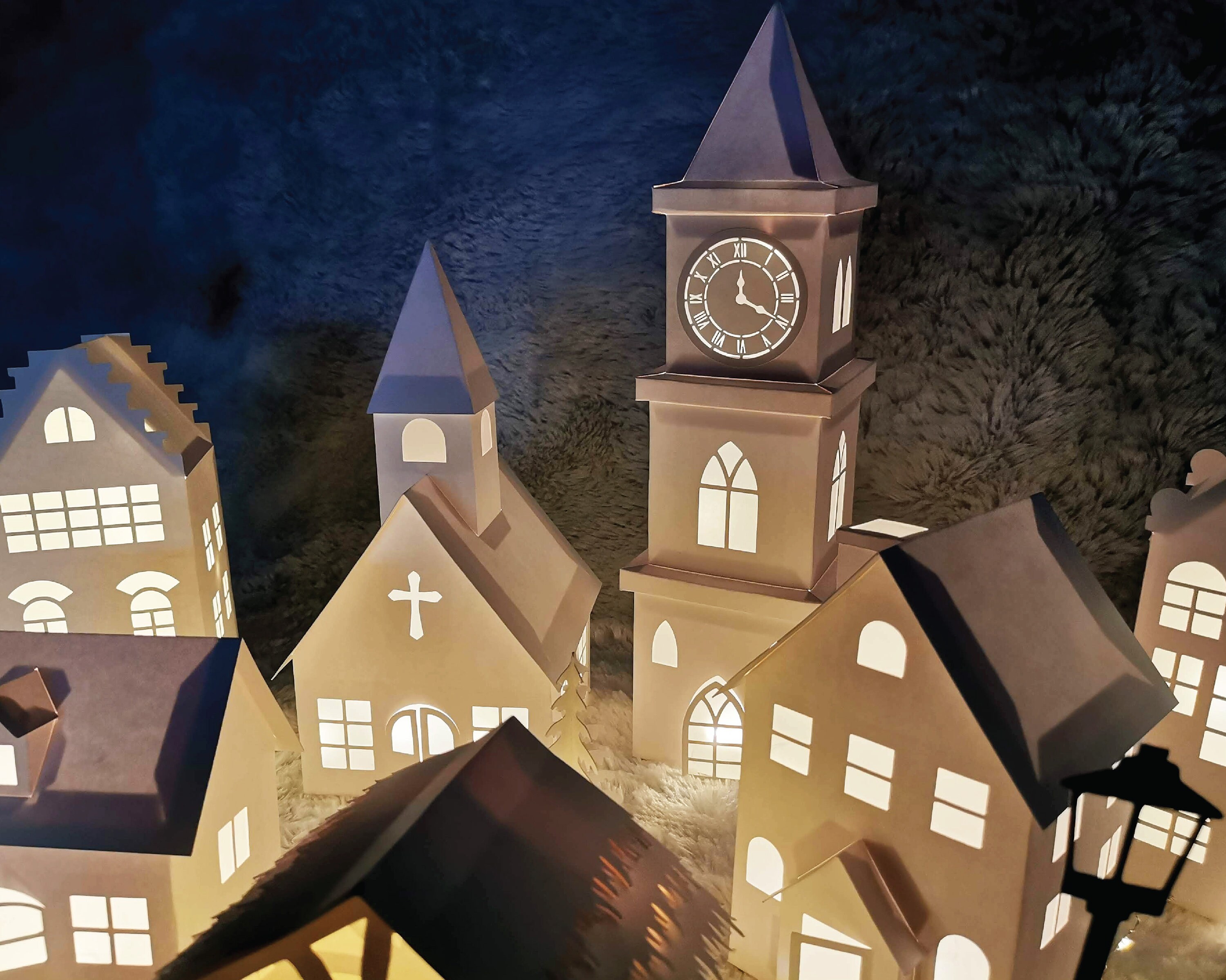 3D Paper House Template, Paper Clock Tower, Paper Christmas Village ...