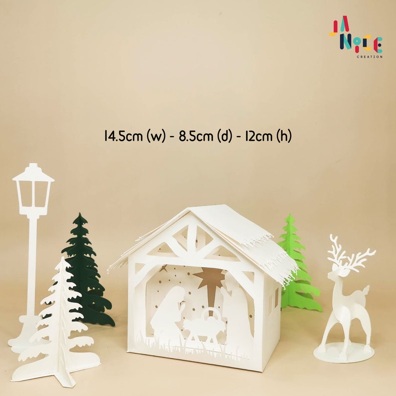 3D Paper House Template, Paper Manger, Paper Christmas Village, DIY ...