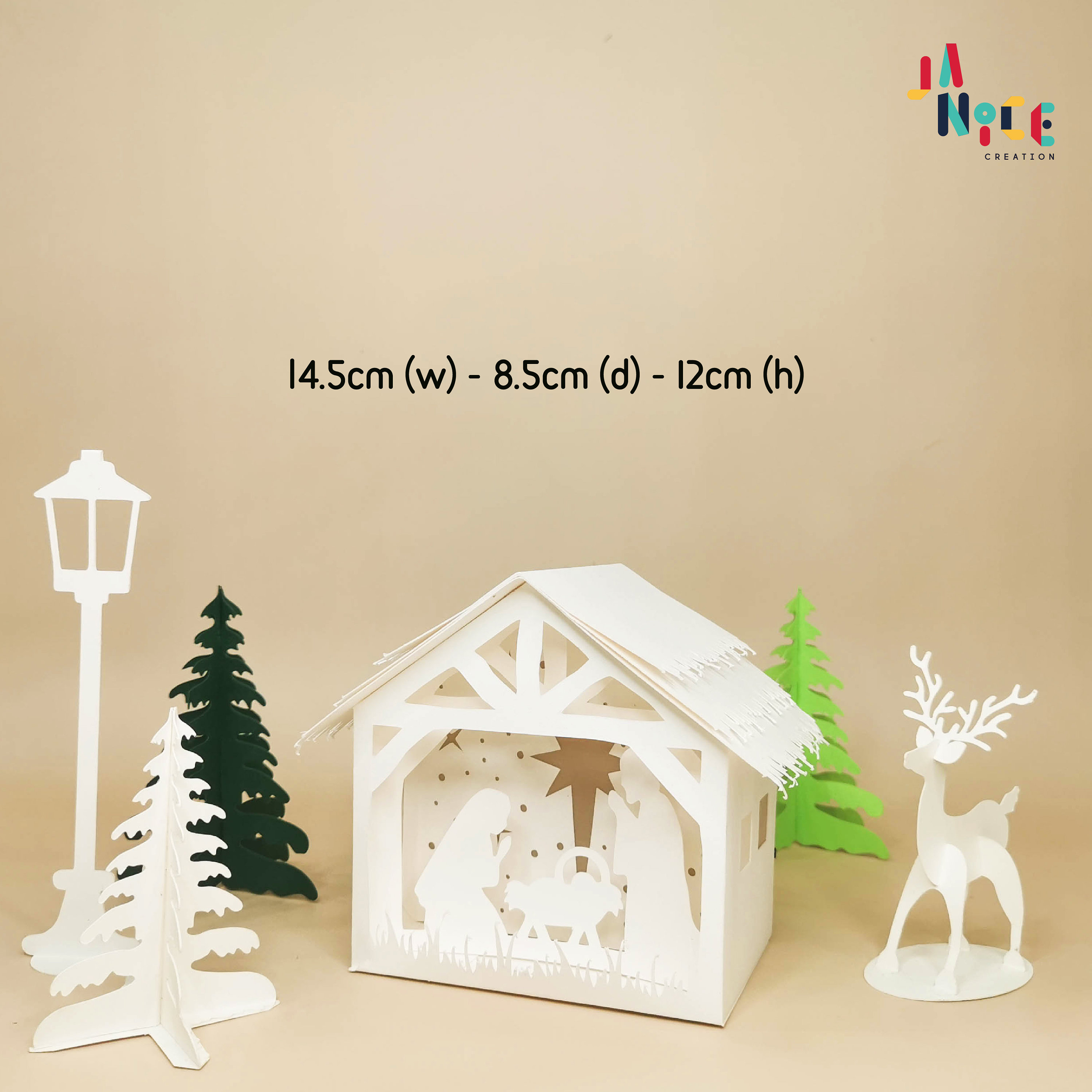 3D Paper House Template, Paper Manger, Paper Christmas Village, DIY ...