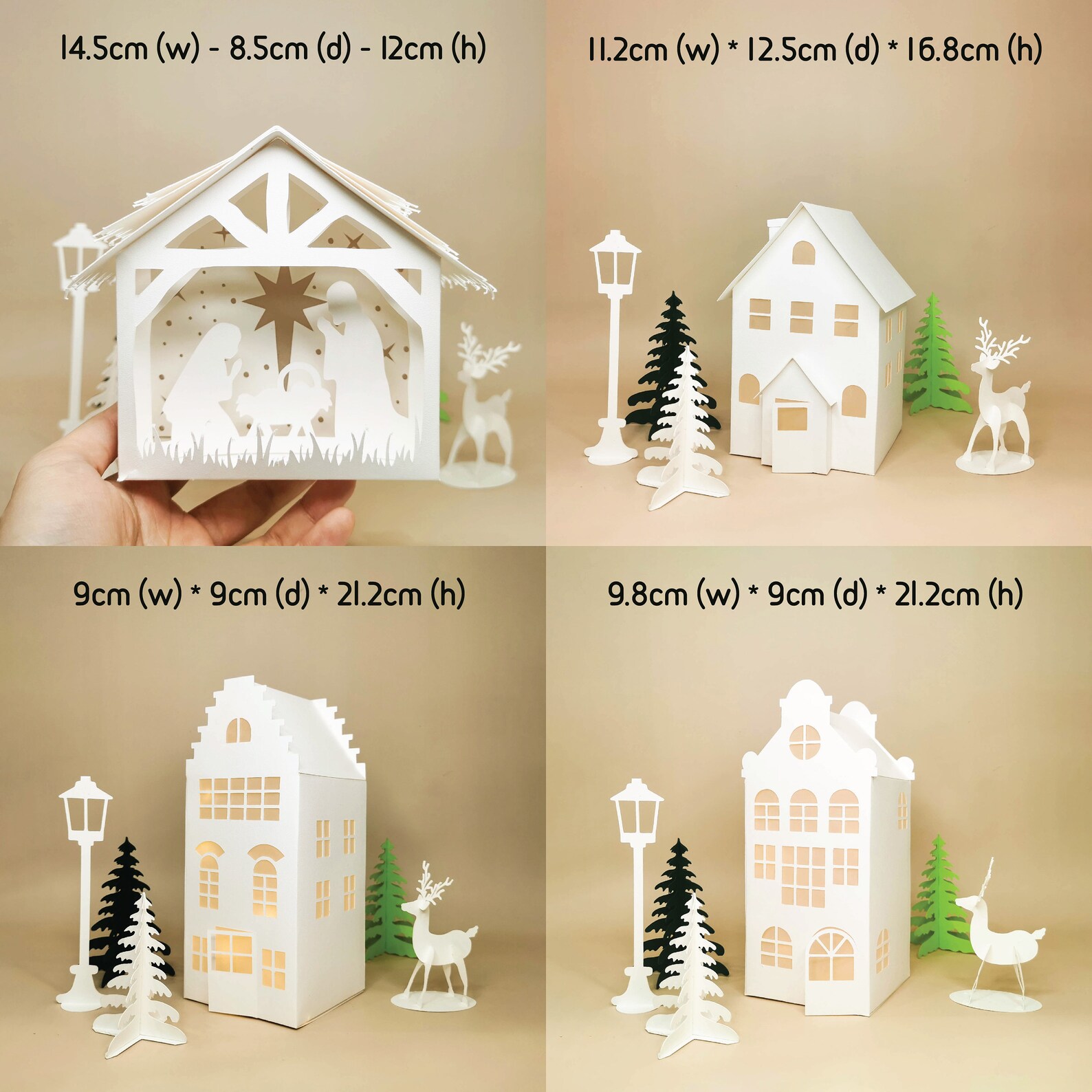 3D Paper House Template SVG, Manger Dutch House , Paper Christmas ...