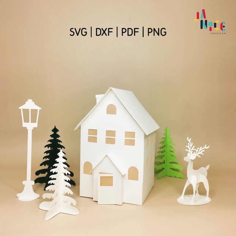 3D Paper House Template, Paper Dutch House, Paper Christmas Village ...