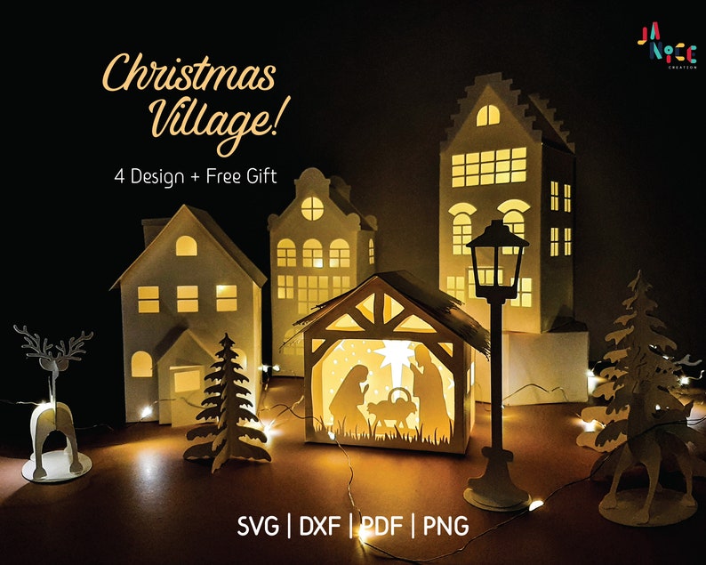 3D Paper House Template SVG, Manger Dutch House , Paper Christmas ...