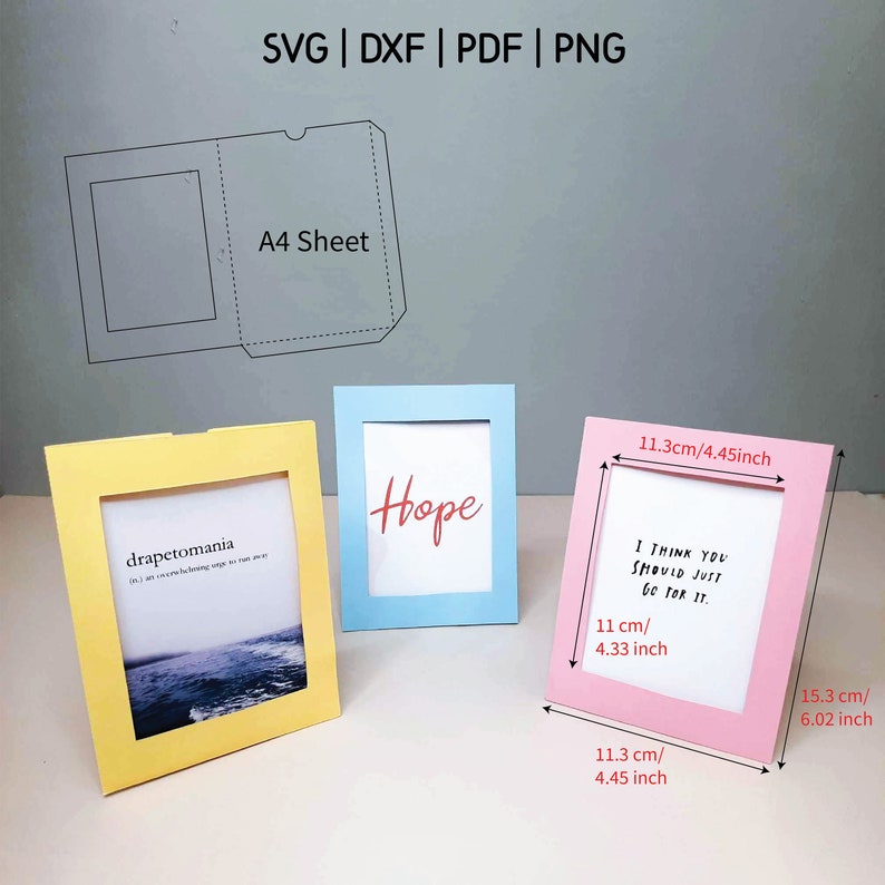 Photo Frame Template, Paper Easel Stand Back, SVG, EPS, PDF, Cricut Cut ...