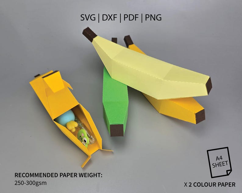 Gift Box Banana Shape Template Paper Box, Treat Box DIY Creative Box ...