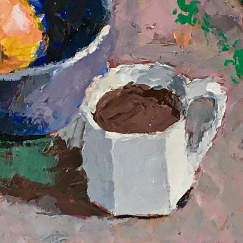 Original Still Life Oil Painting: Cup, Orange, Bowl - 6x6 Inch - Etsy
