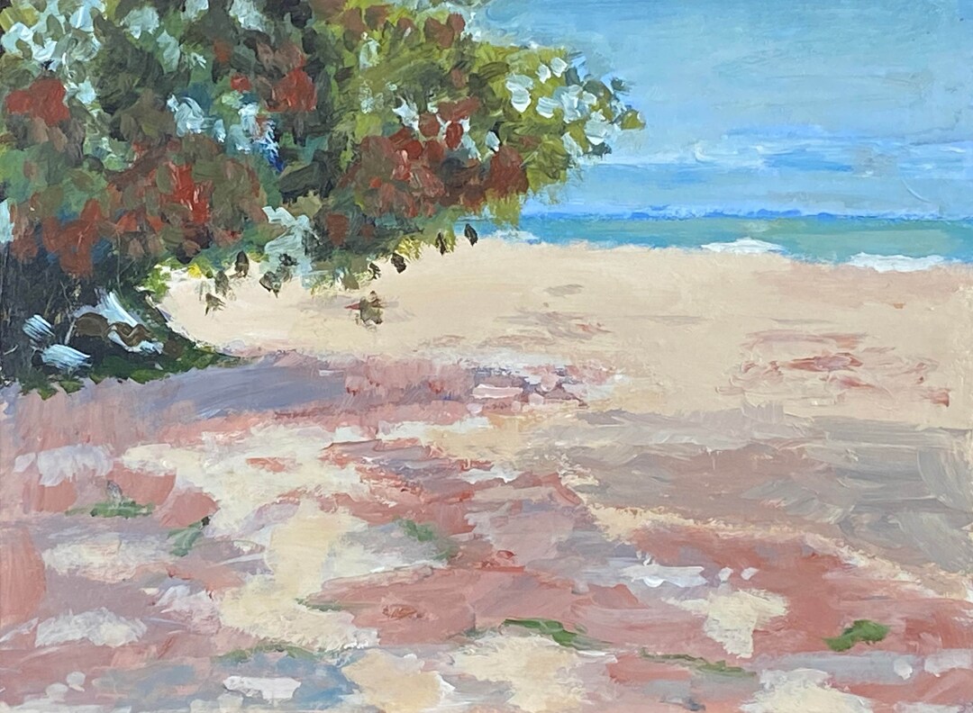 Beach Landscape Painting, Original Art by Fred Bell, 9x12", Handmade ...