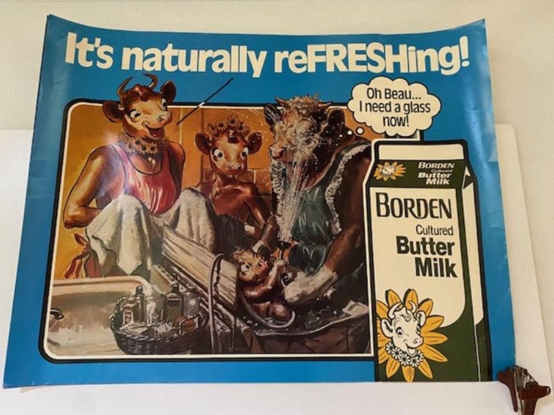 Borden Butter Milk Poster - 1950s - GREAT Condition - Etsy