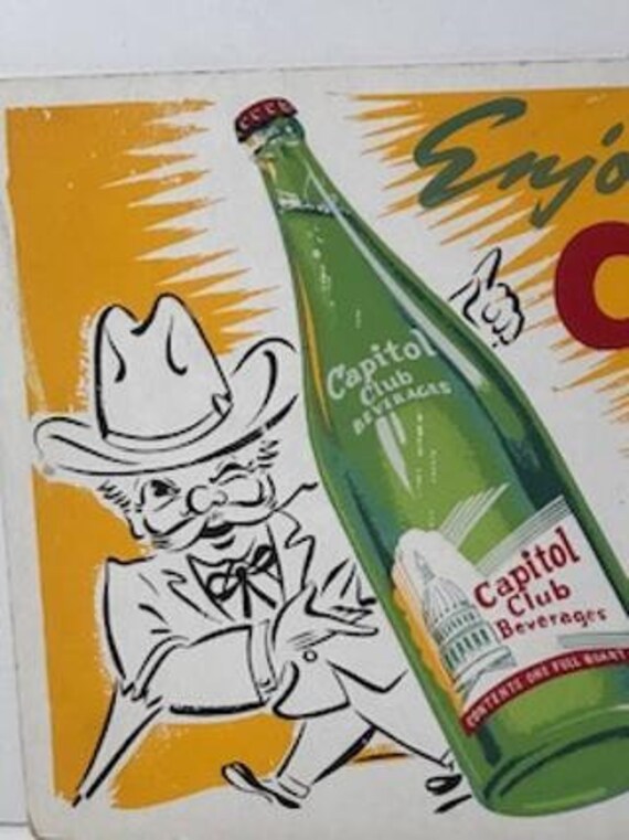 1950's Capitol Club Beverages Ad Cardboard | Etsy