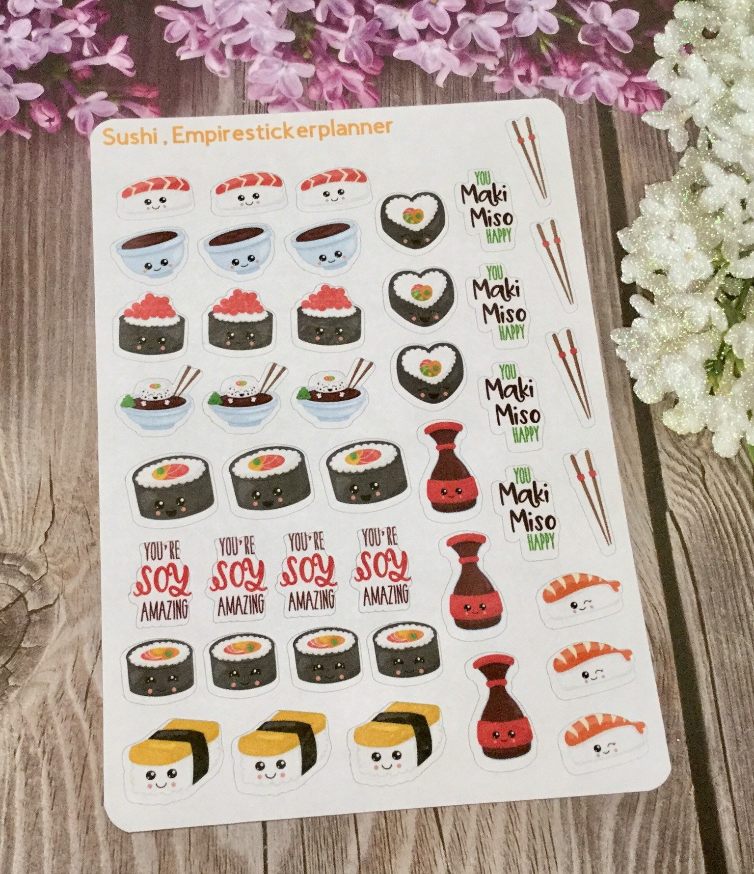 Sushi Planner Sushi Stickers Food Stickers Sushi Decor | Etsy