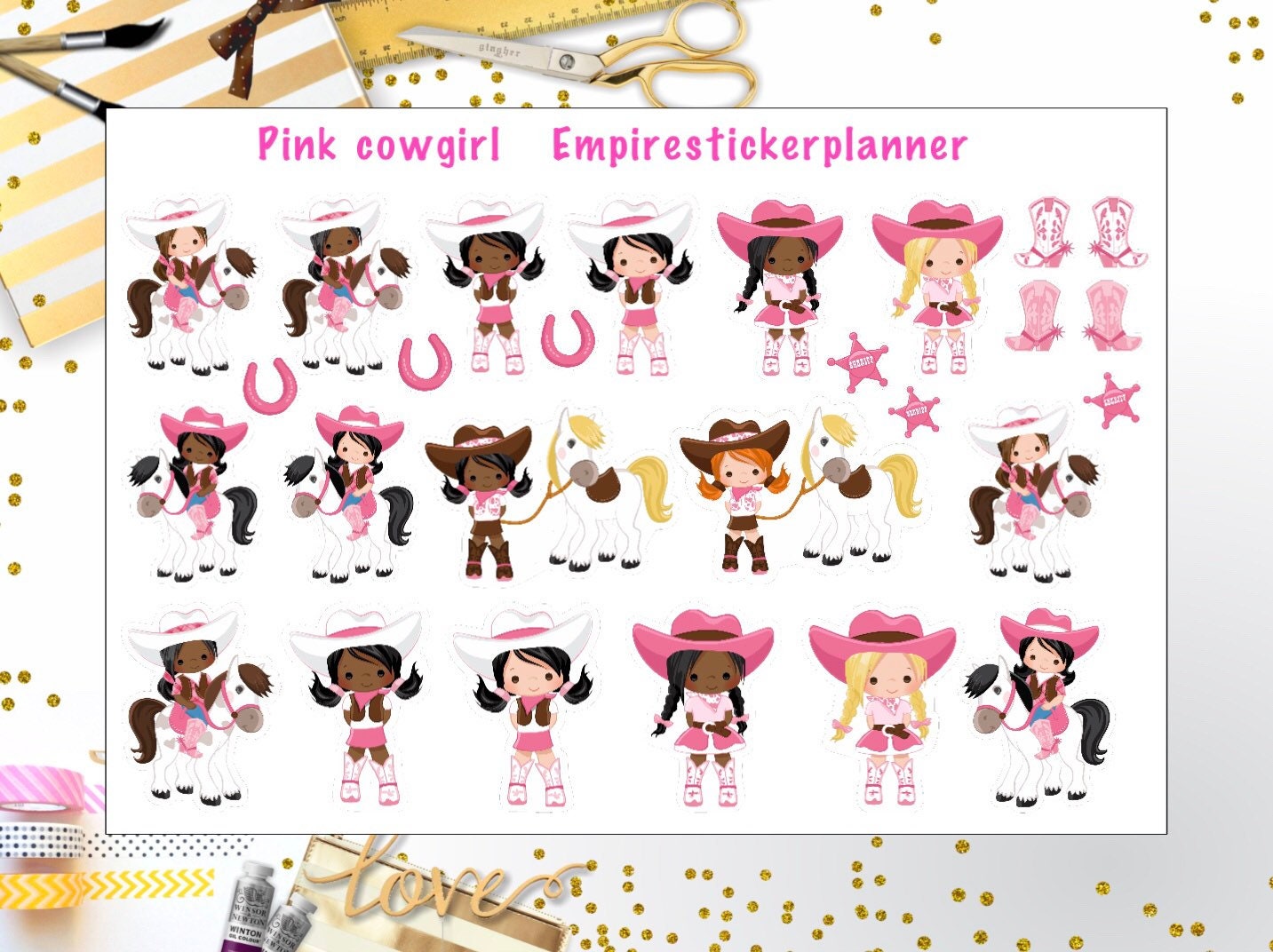 Cowgirl Stickers, Pink Cowgirl Planner Stickers - Etsy