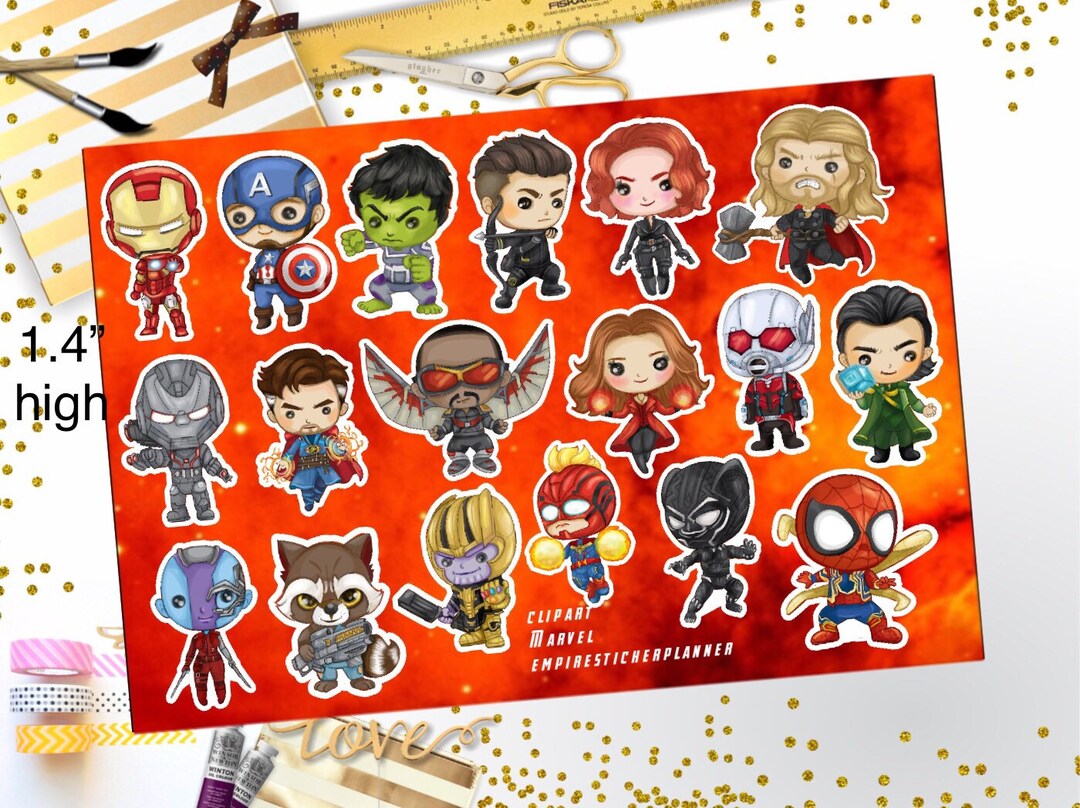 Marvel Kawaii Stickers, Set of Stickers, Fun Stickers, Superhero ...