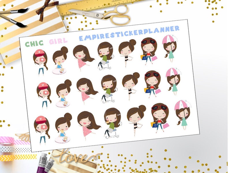 Chic Girl Stickers, Planner Stickers Cute Girl Stickers - Etsy