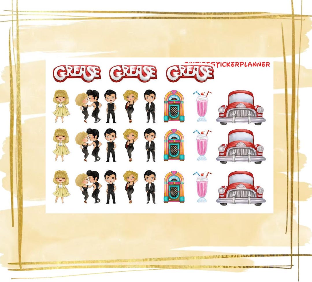 Grease Character Stickers, Planner Stickers Movies Stickers - Etsy